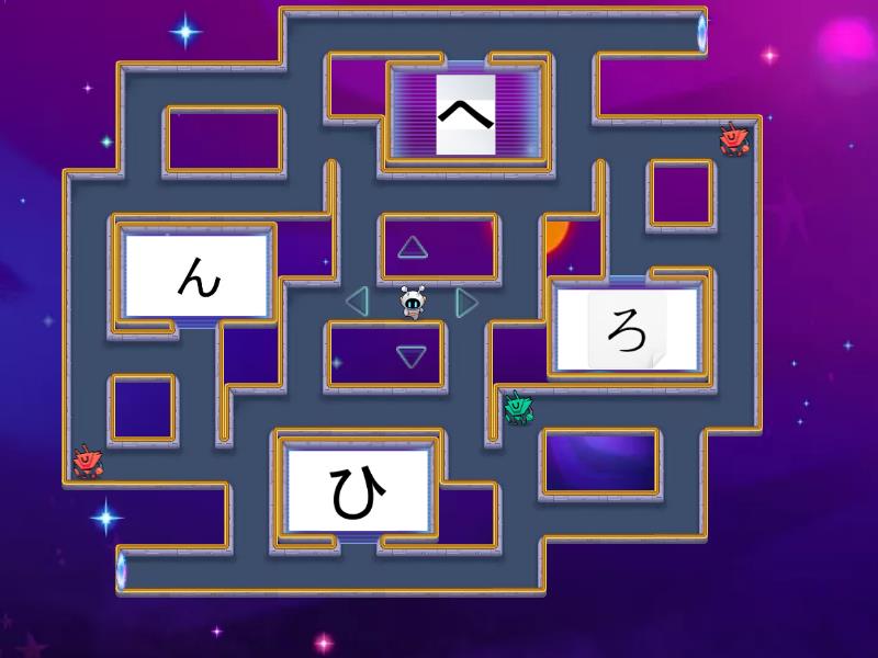 Single stroke hiragana-Maze chase - Persecución en el laberinto