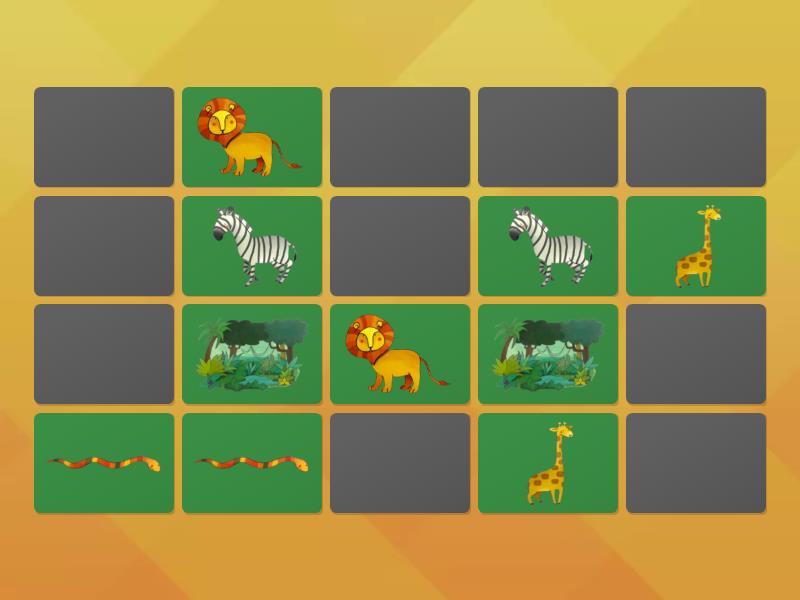 JUNGLE ANIMALS MEMORY 1 - Matching pairs