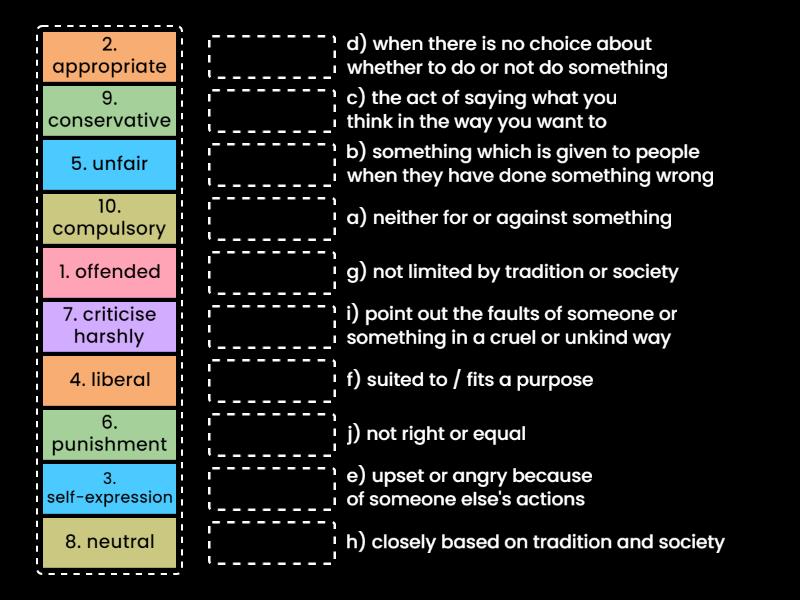 B1 Green - Unit 2 Speaking - Vocabulary - Match up