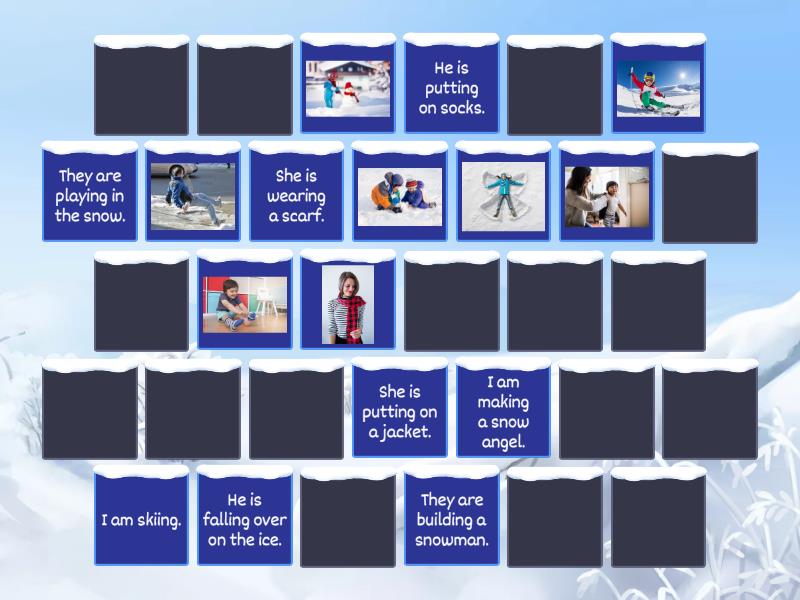 present continuous pairs (winter vocabulary) - Matching pairs