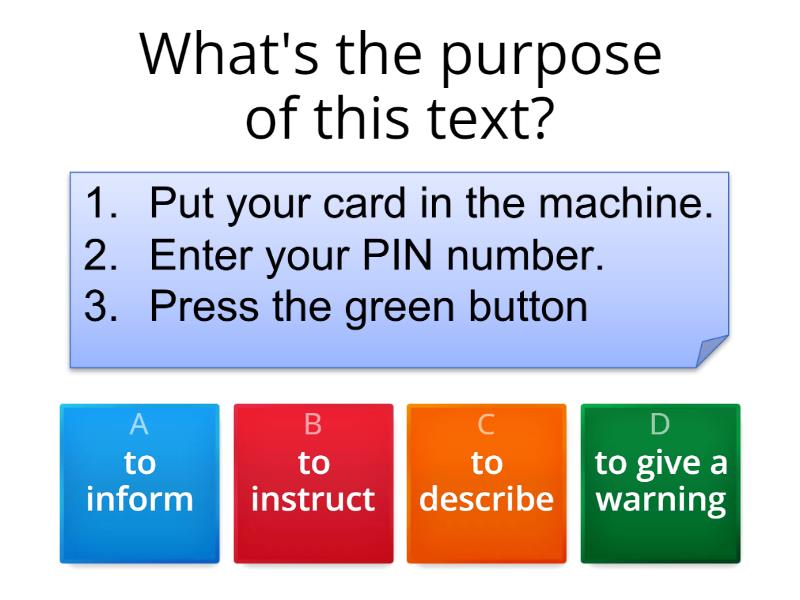 Purpose of text - Quiz