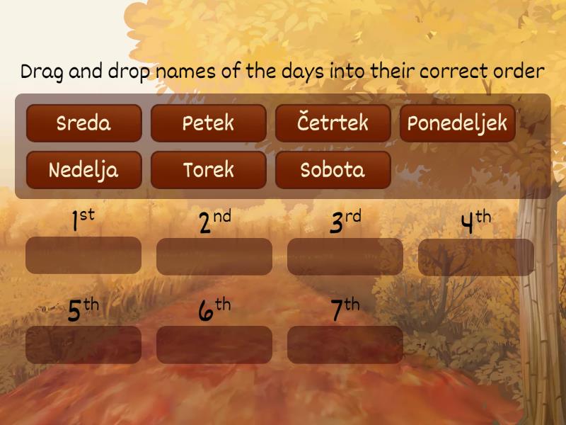 Lesson No 5: Days of the week - Rank order - Упорядочивание