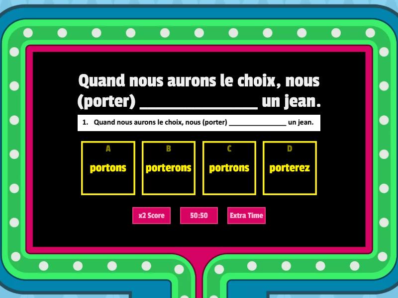 Le futur simple cc - Gameshow quiz