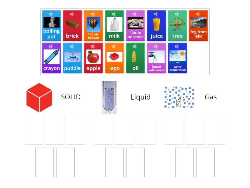 States of Matter: Solid, Liquid, or Gas - Group sort