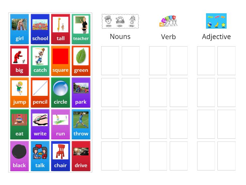 Noun - Verb - Adjective Sorting - Group sort