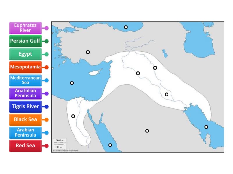 Fertile Crescent Map - Labelled diagram