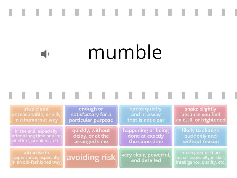 One Day: Key vocabulary B2 (Chapters 1-10) - Find the match