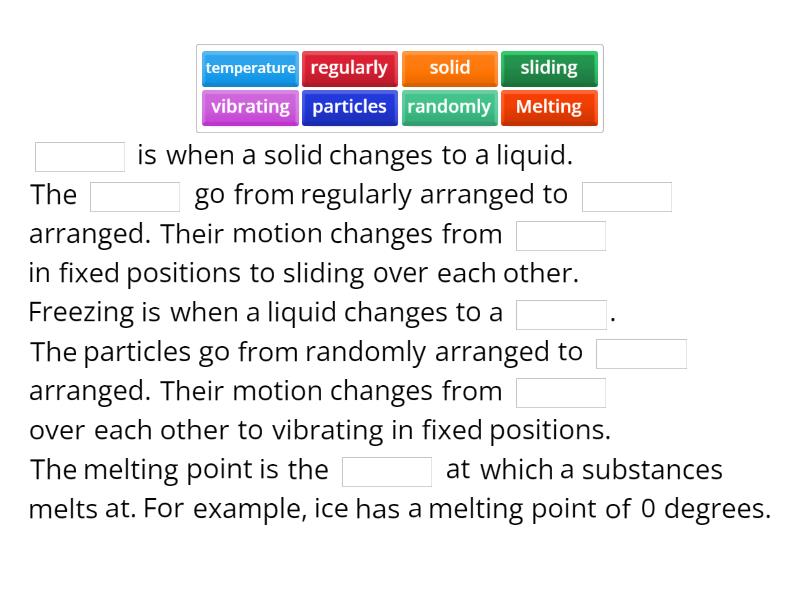 SB1 L015 Summary Melting and Freezing - Complete the sentence