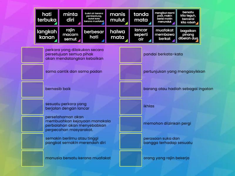 Teka maksud peribahasa - Match up