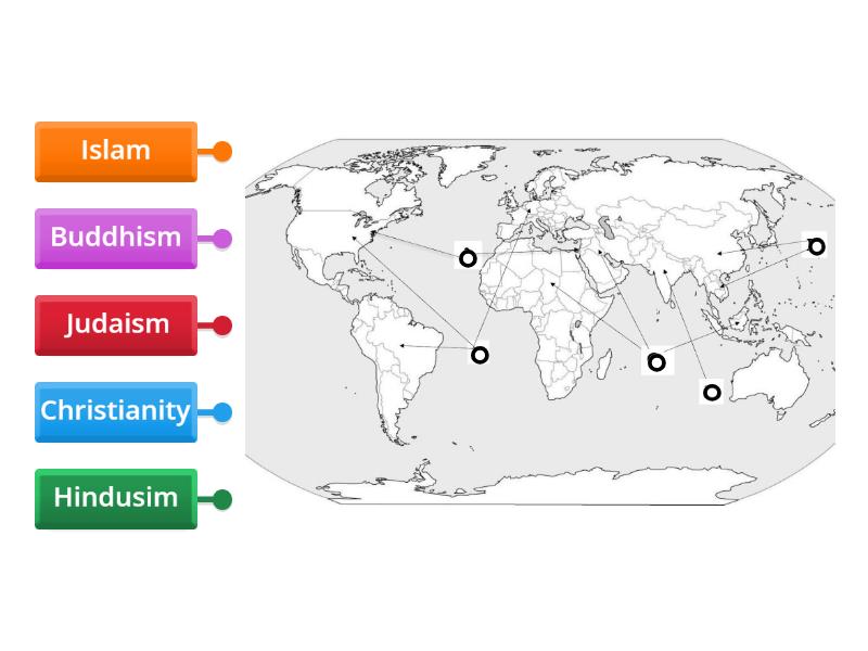Contemporary Religions Locations - Labelled diagram