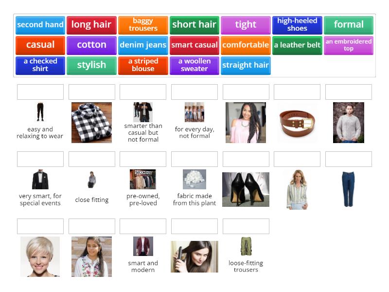 Intermediate and Advanced English: describing clothes - Match up