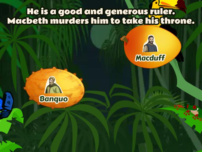 Identify Macbeth Characters - Flying fruit