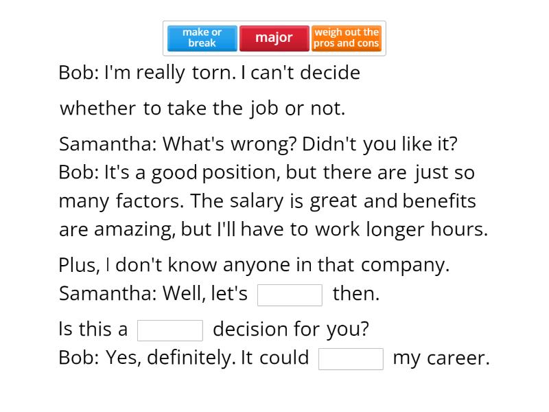 Decisions - Complete the sentence