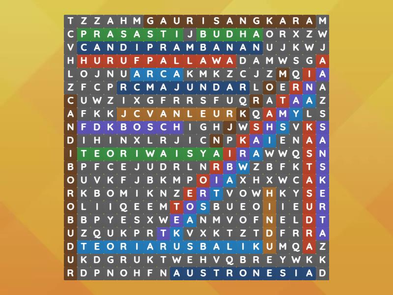 KERAJAAN HINDU-BUDDHA DI INDONESIA - Sopa de letras