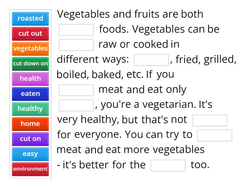1A Food vocabulary, English File B1 - Complete the sentence