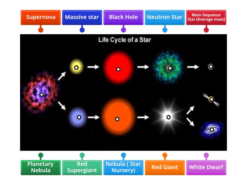 Life Cycle of a Star - Labelled diagram