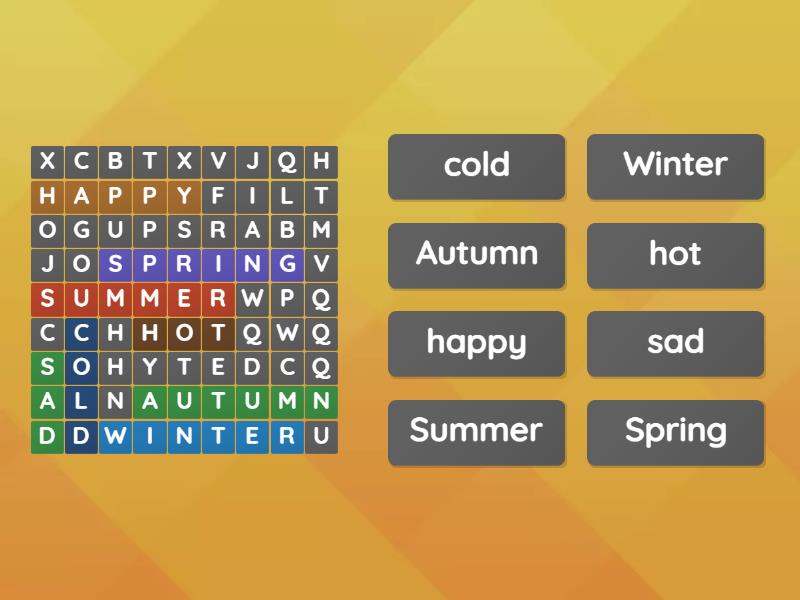 Seasons wordsearch - Sopa de letras