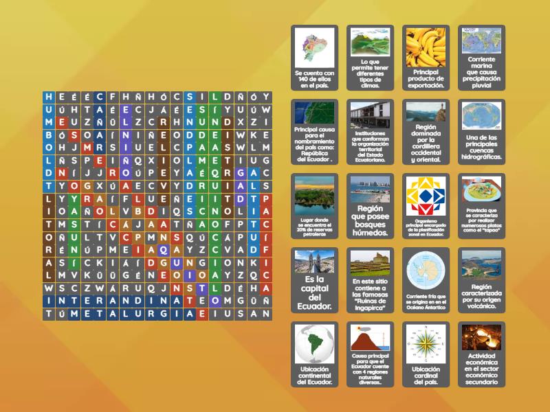 Geografía Del Ecuador - Sopa de letras