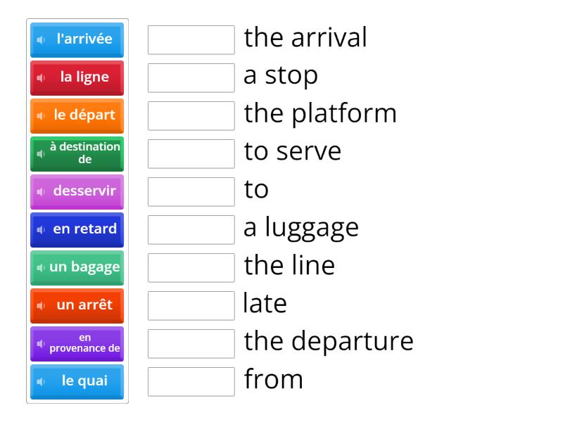 Vocabulaire train - Match up