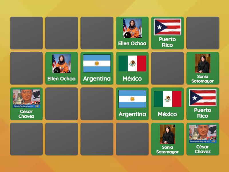 Hispanic Heritage Month - Matching pairs