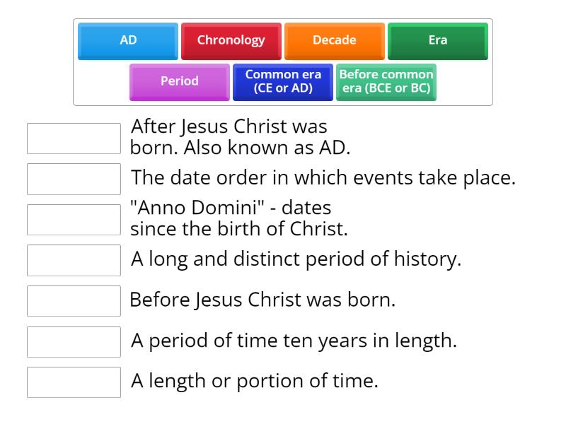 Dividing Time In History - Match up