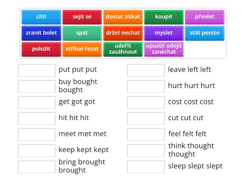 Irregular verbs part 1 - Match up