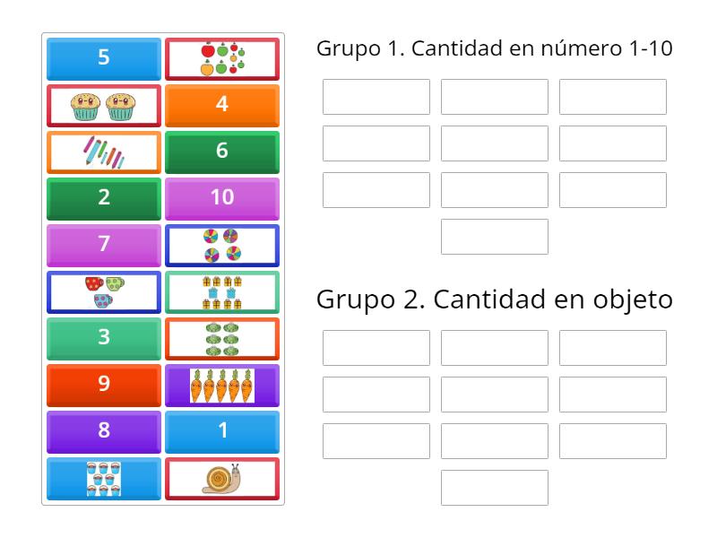 Relaciona los numeros con las cantidades - Group sort