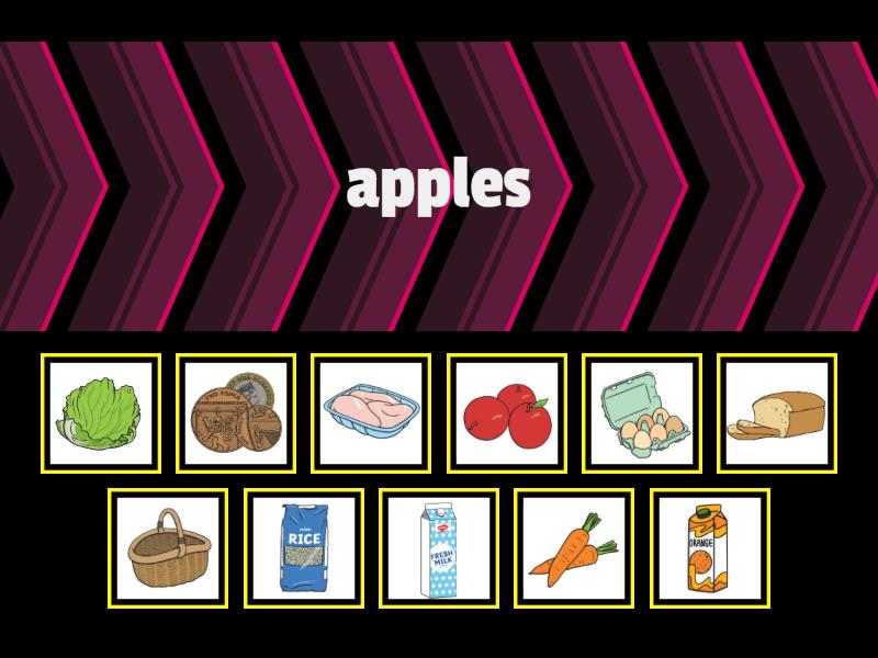 At the supermarket vocabulary for kids - Find the match