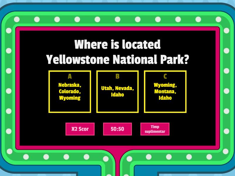 Yellowstone National Park - Gameshow quiz