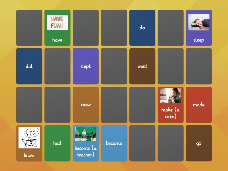 Memory Game: Past Simple - Matching pairs