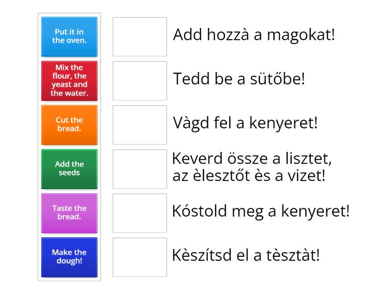 How to make bread - Match up