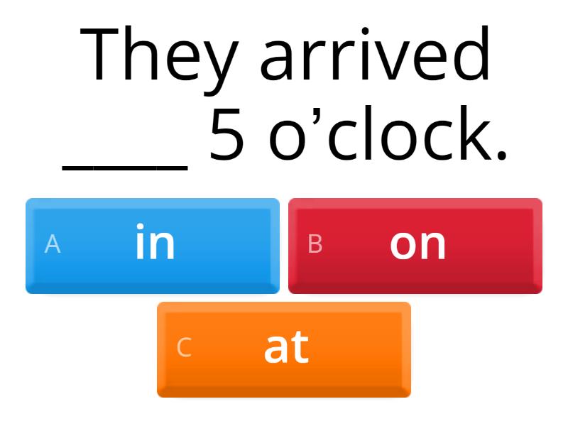 Prepositions of time - Quiz