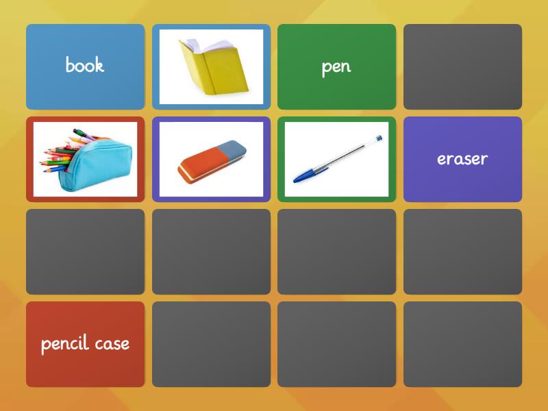 School objects memory game - Parejas