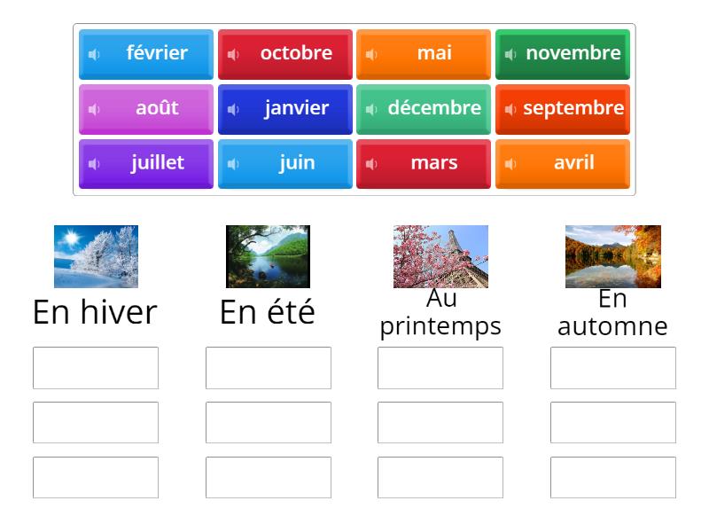 Les saisons et les mois - Group sort