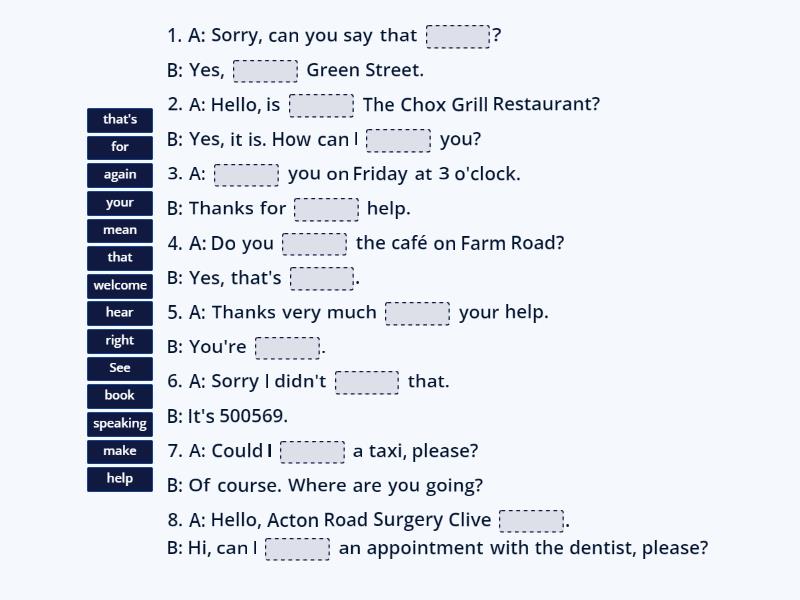 Roadmap A2 - 8D. Make a phone call. - Complete the sentence