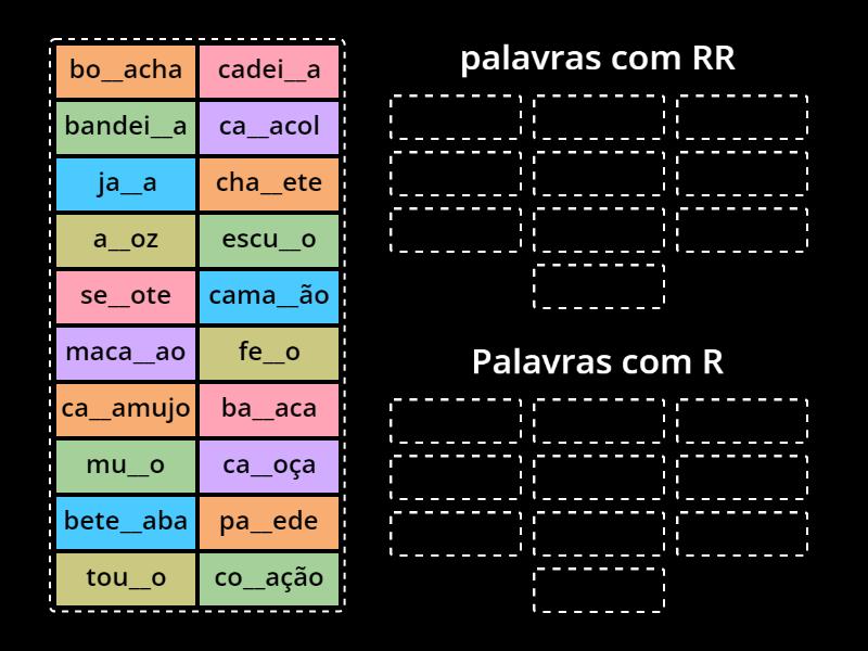 Complete as palavras com R ou RR - Group sort