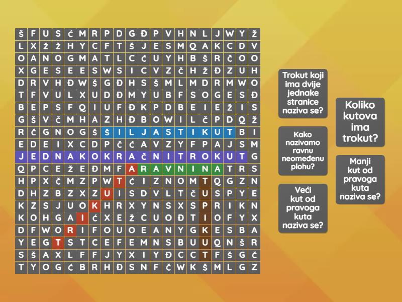 geometrija 4.razred - Wordsearch