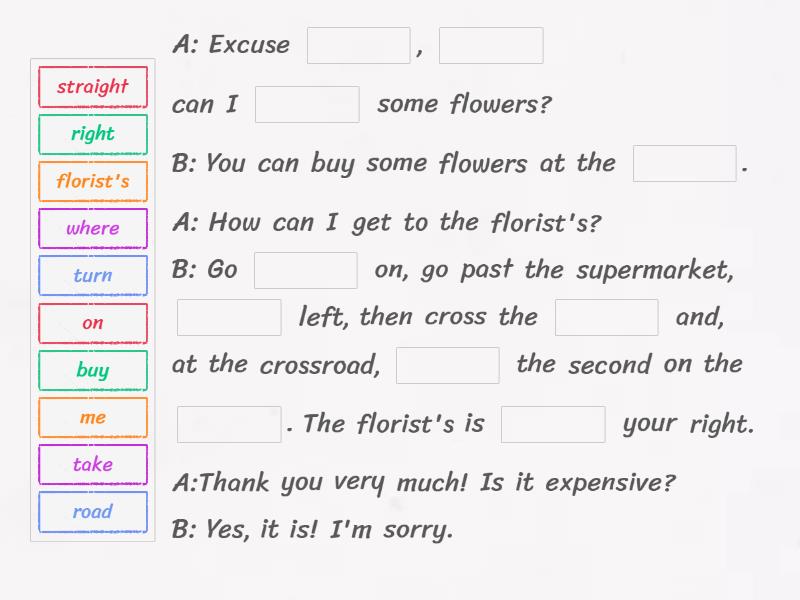 Giving directions - Complete the sentence