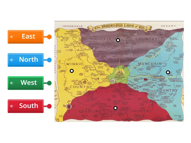 The map of the Land of Oz - Labelled diagram