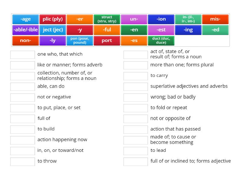 RbD Morpheme Deck 1 - Match up