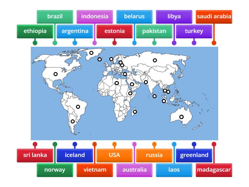 Countries of the world - Labelled diagram