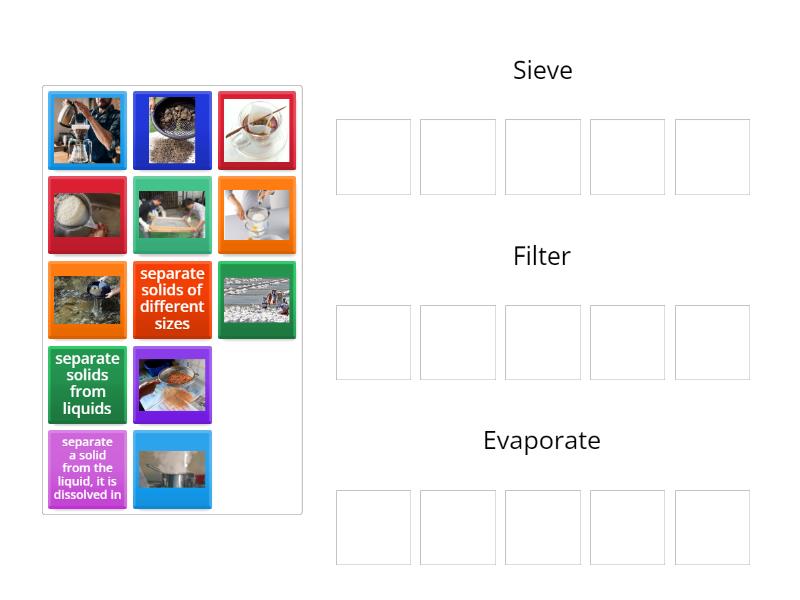 Natural Science Unit 5 separating mixtures - Group sort