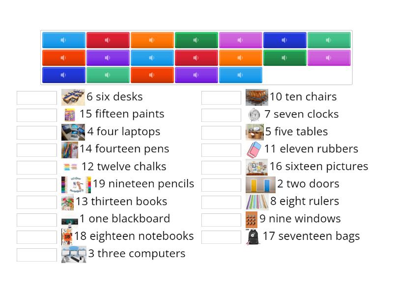 Numbers 1-19 - Match up