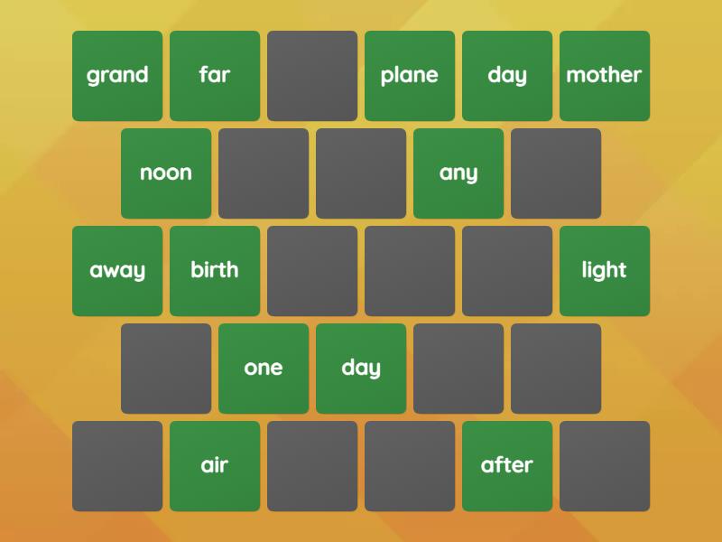 Spelling list 16 Compound words - Matching pairs