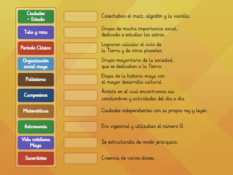 Juego " Los mayas" - Permainan Pencocokan