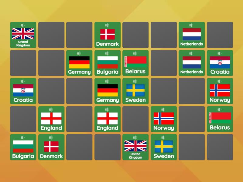 European Languages Flags - Matching pairs