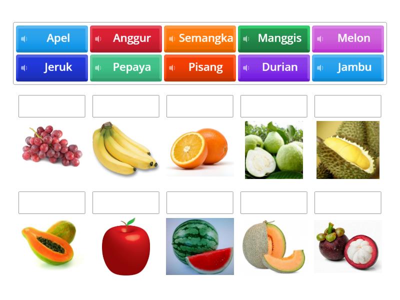 Mengenal Buah-Buahan - Une las parejas