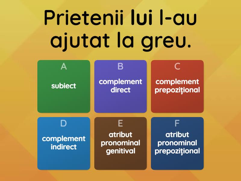 Pronumele - funcții - Quiz