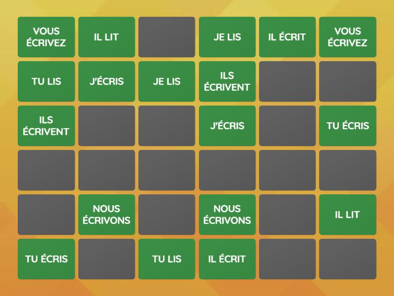 ÉCRIRE/LIRE/DIRE-CONJUGAISON - Matching pairs