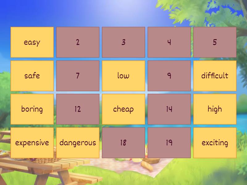GG2 Unit 4.2 opposite adjectives - Matching pairs